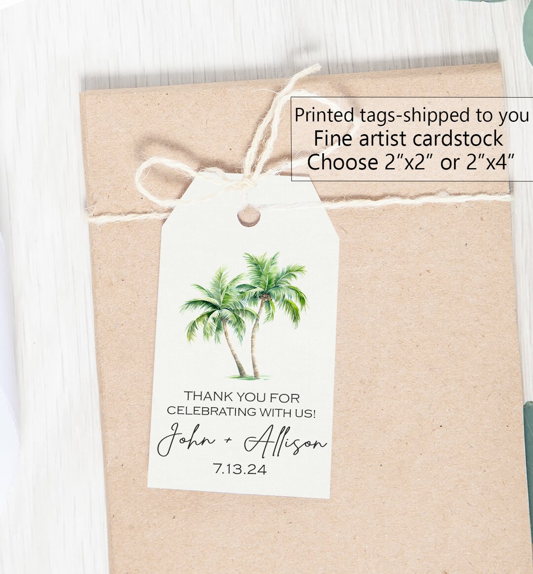 Palm Tree Wedding Favor Tags: Beach Destination, Custom Printed - Etsy