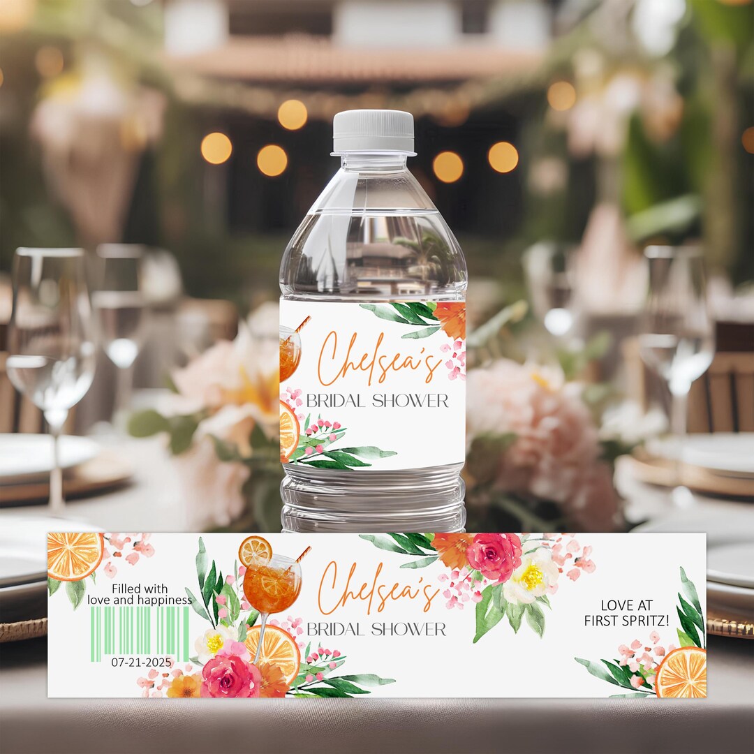 Floral Love at First Spritz Water Bottle Labels – Printed ...