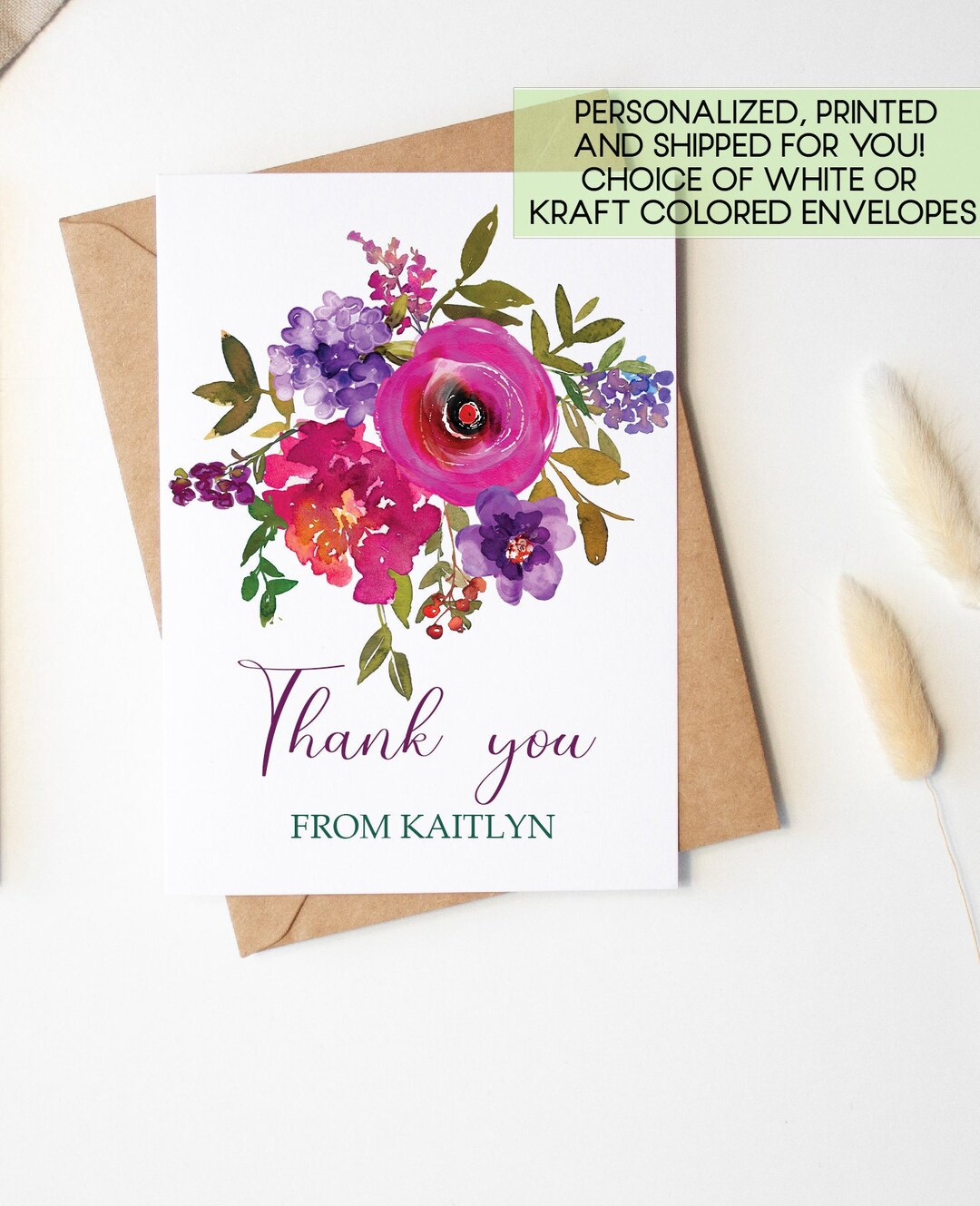 Baby in Bloom Thank You Cards Love in Bloom Thank You Cards Printed Thank You Cards Personalized ...