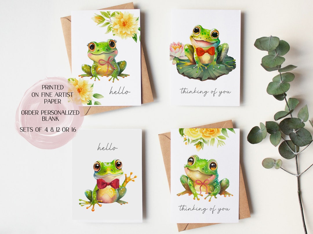 Frog Cards - Cute Frog Greeting Card - Frog Note Cards - Frog Thank You ...