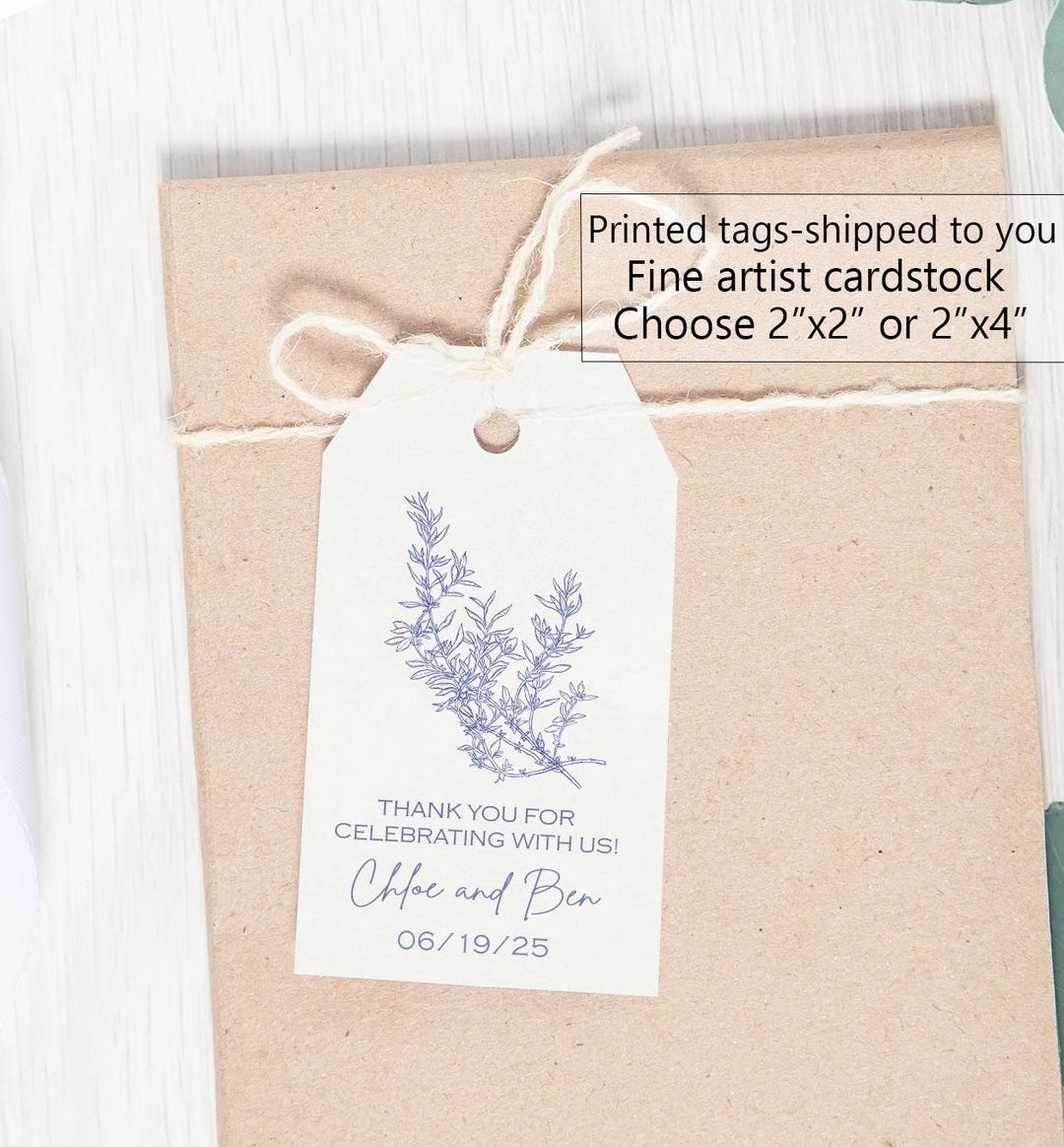 Dusty Blue Floral Tags for Weddings, Engagement, Bridal Shower, Baby ...