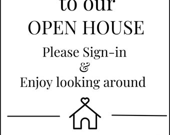 Open House Sign in Sheet Display Sign Bundle, Welcome to Our, Welcome ...
