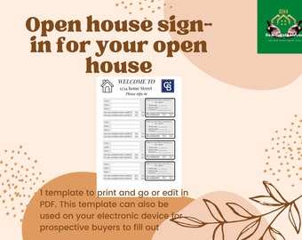 Generic Open House Sign in Sheet - Etsy