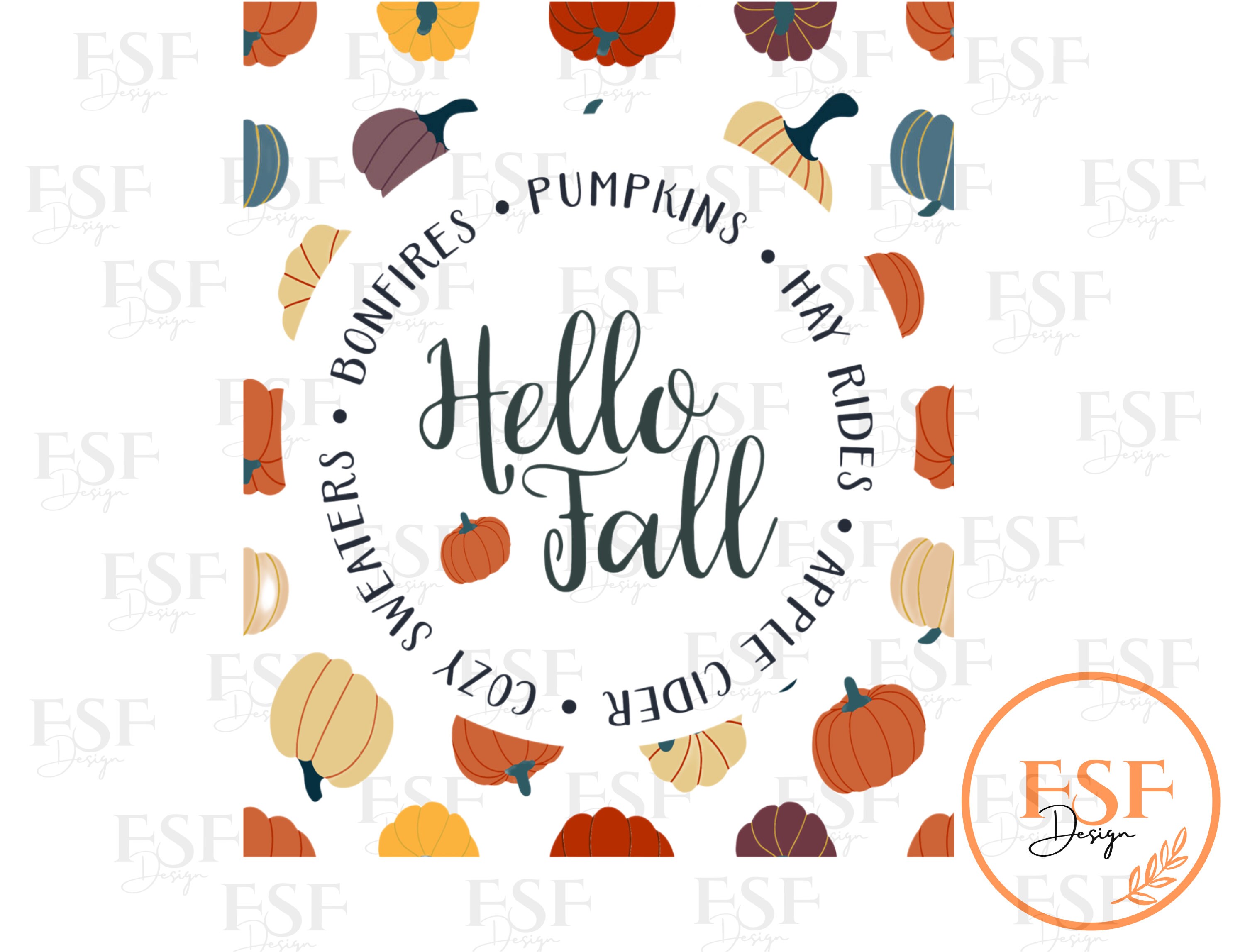 Hello Fall Pumpkin SVG, Digital Download, Pumpkin Harvest - Etsy