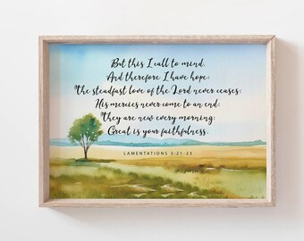 His Mercies Are New Every Morning Print Bible Verse Art Print Hydrangea ...