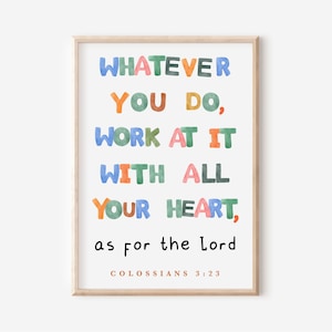 Encouraging Christian Poster for Kids - Whatever You Do, Do It as for ...