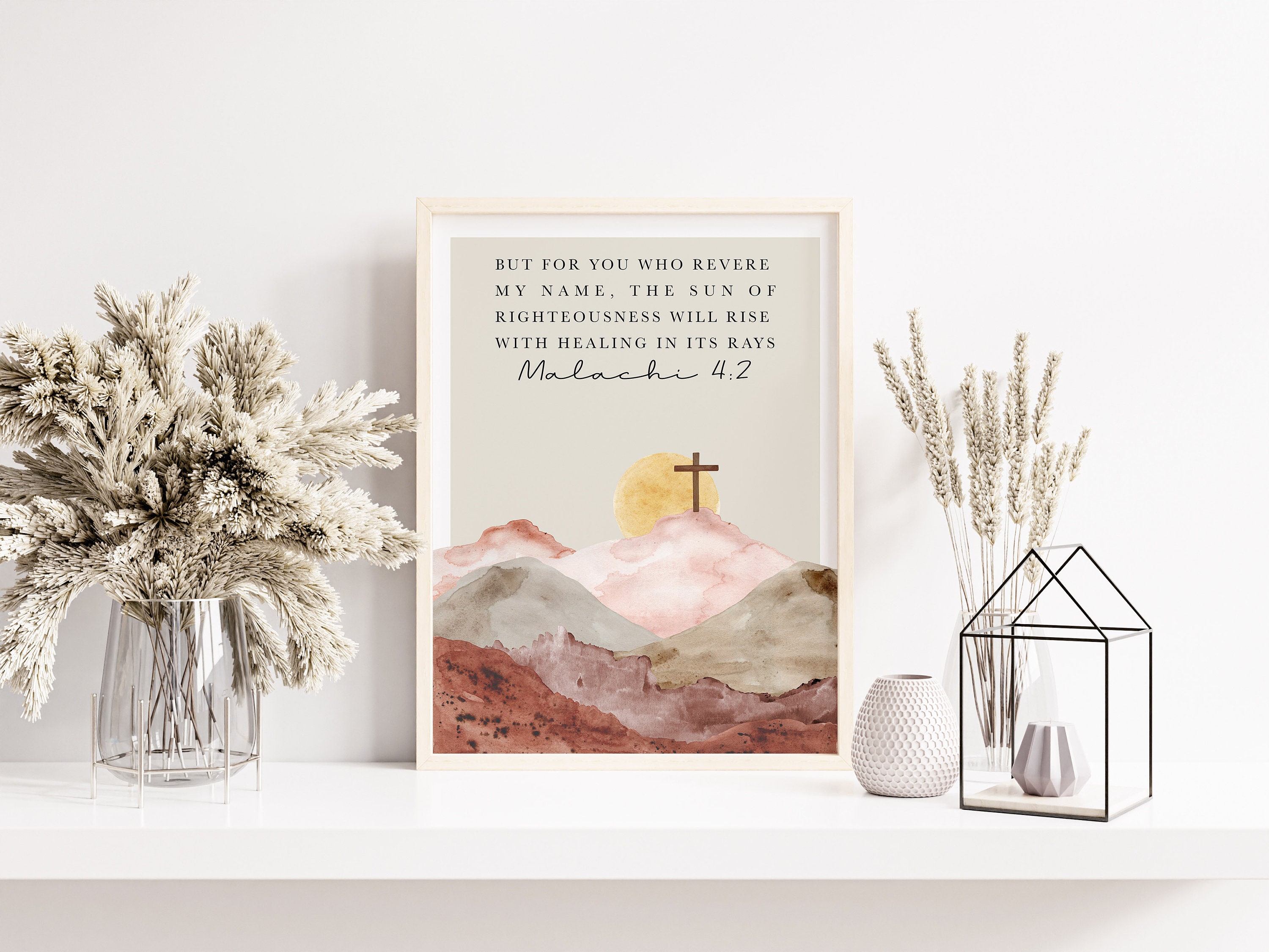 Religious Easter, Bible Verse Printable Wall Art, Malachi 4:2, Sun of ...