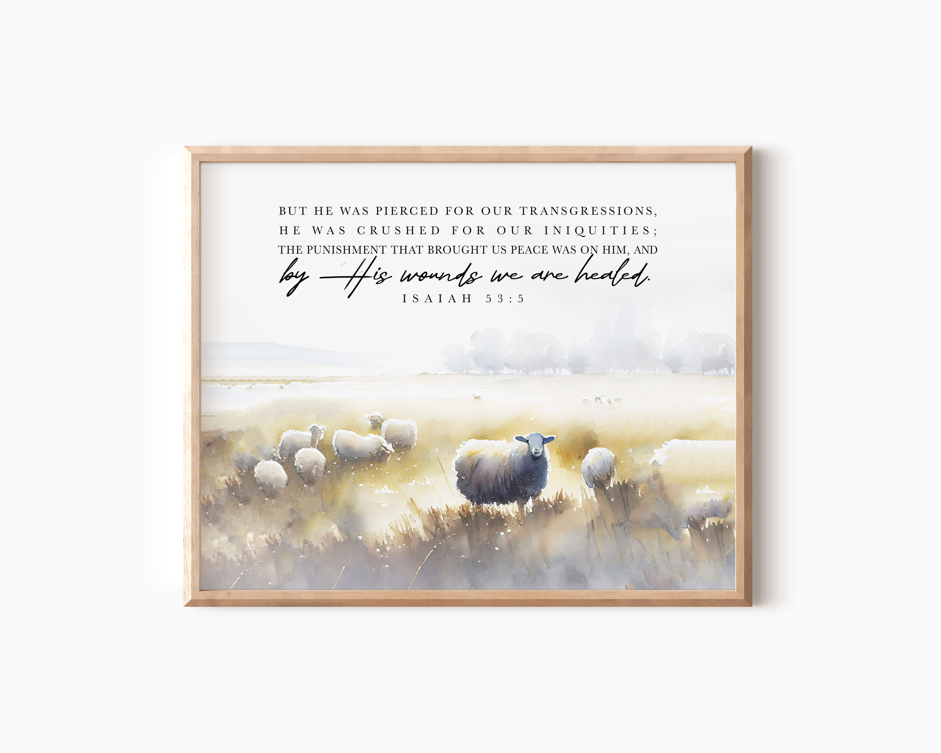 Bible Verse Printable Wall Art Isaiah 53:5, Religious Easter Decoration ...