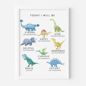 Positive Affirmation Poster for Boys - Dinosaurs Boy's Nursery Poster ...