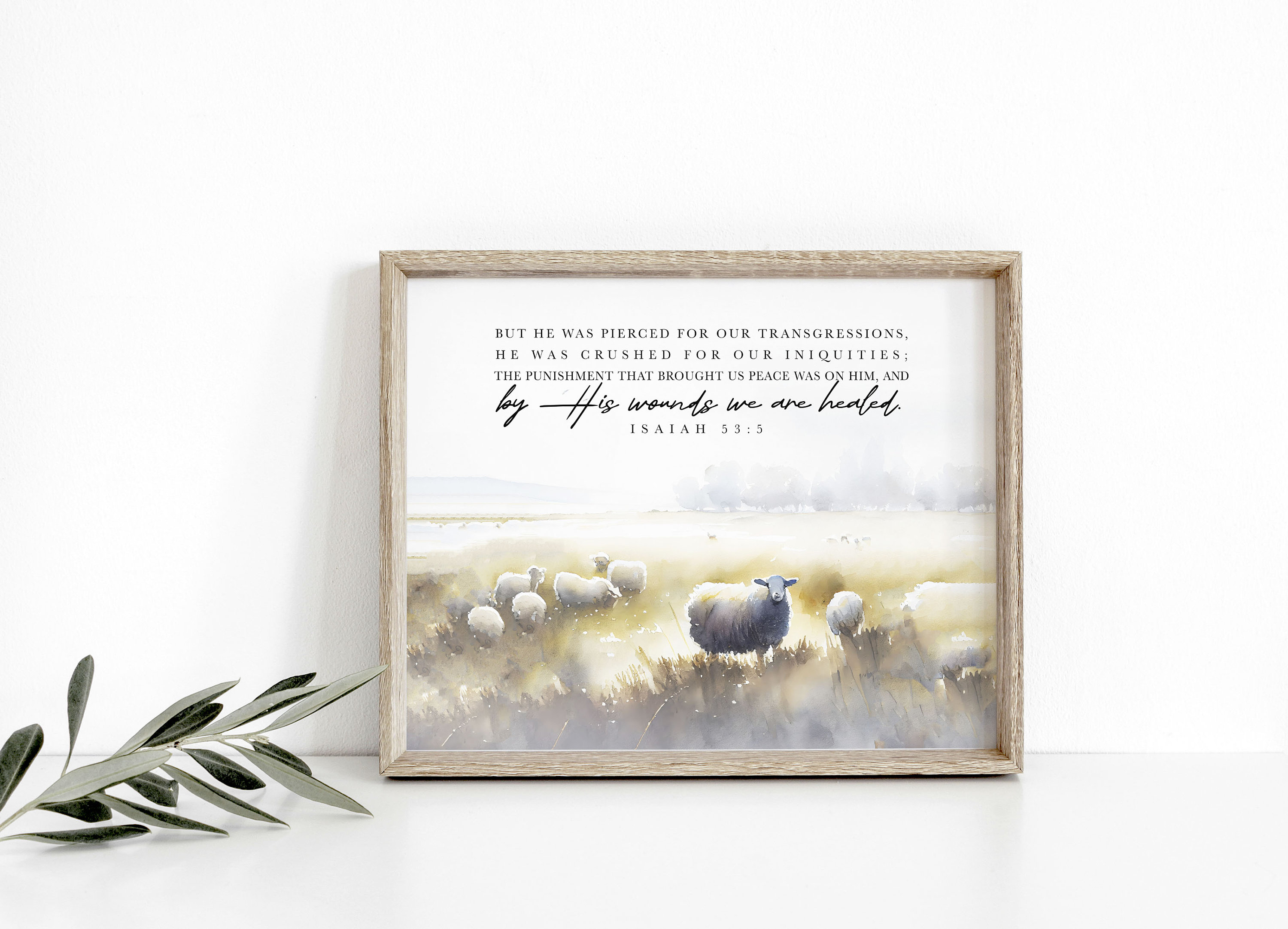 Bible Verse Printable Wall Art Isaiah 53:5, Religious Easter Decoration ...