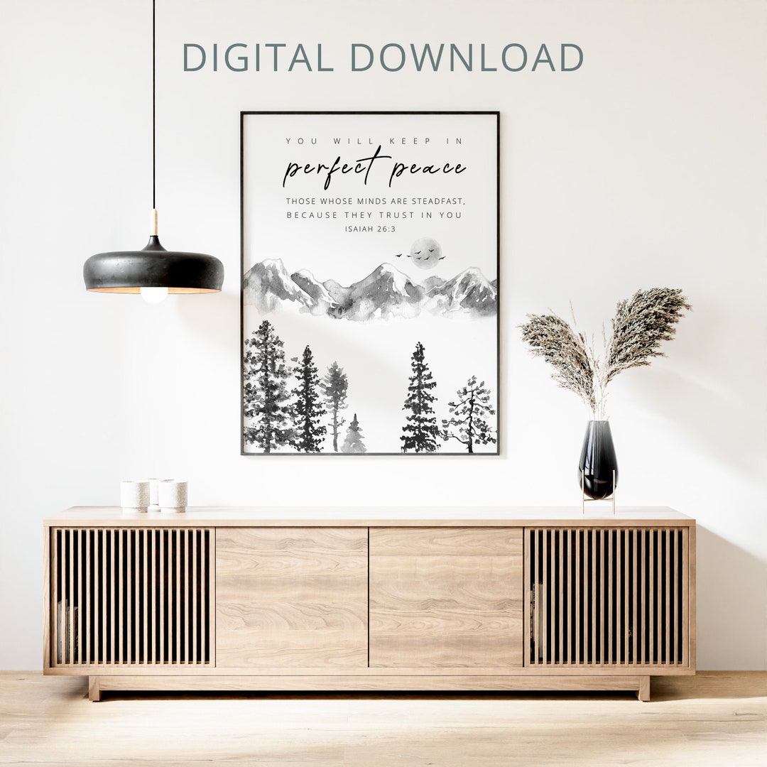 Bible Verse Printable Wall Art Isaiah 26:3, Perfect Peace, Scripture ...
