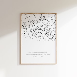 Bible Verse Printable Wall Art Matthew 6:26 Look at the Birds ...