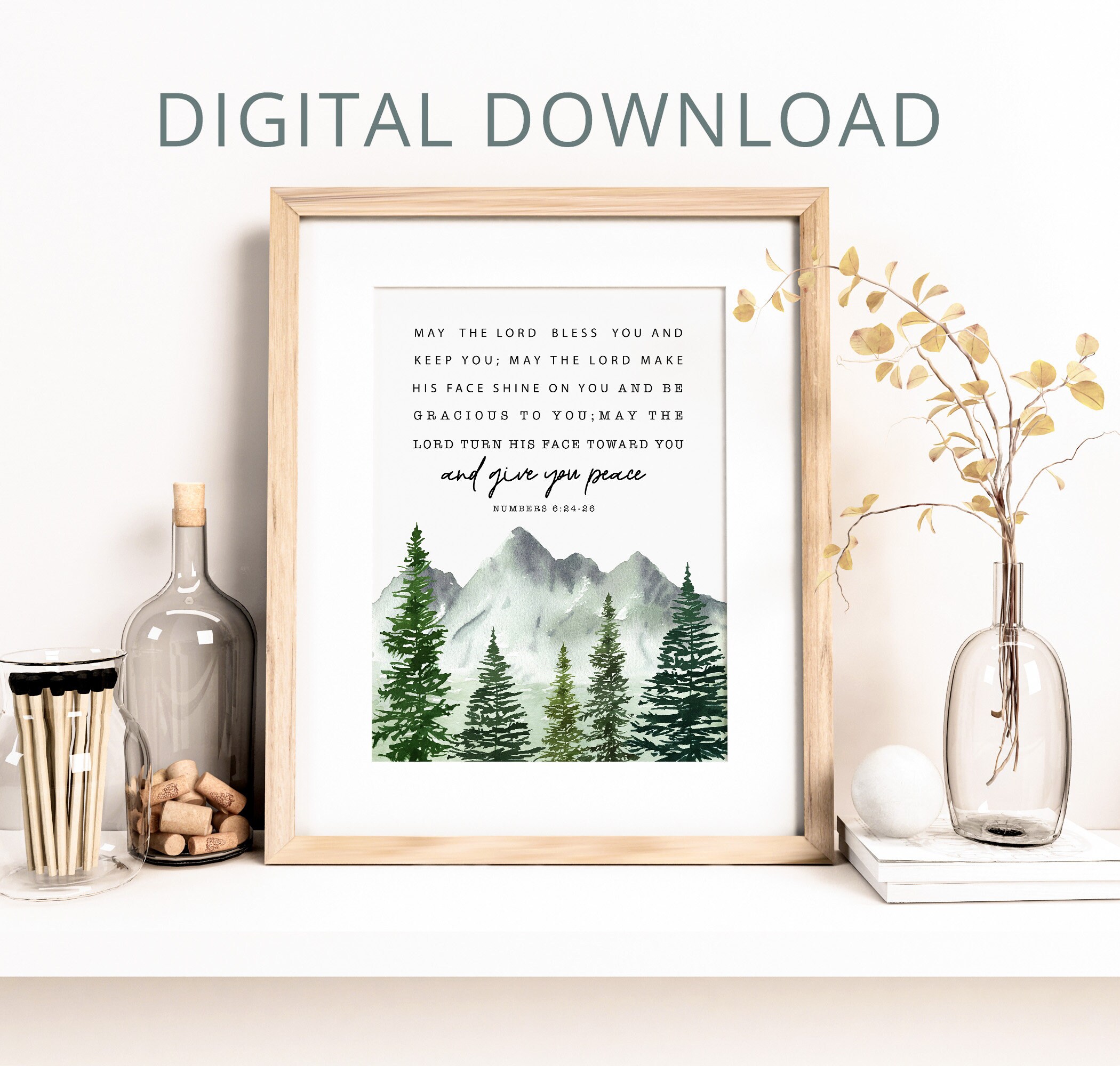 Bible Verse Printable Wall Art Numbers 6:24-26, Scripture Christian ...