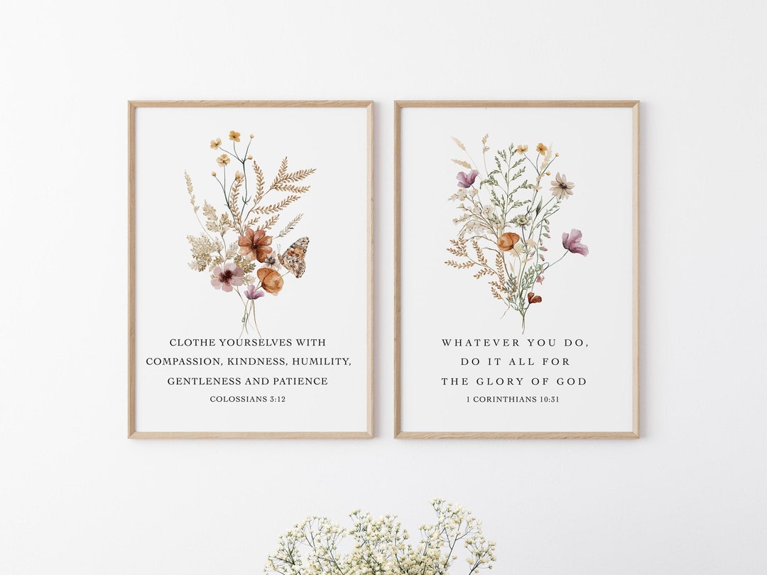 Set of 2 Bible Verse Printable Posters, 1 Corinthians 10:31, Colossians ...