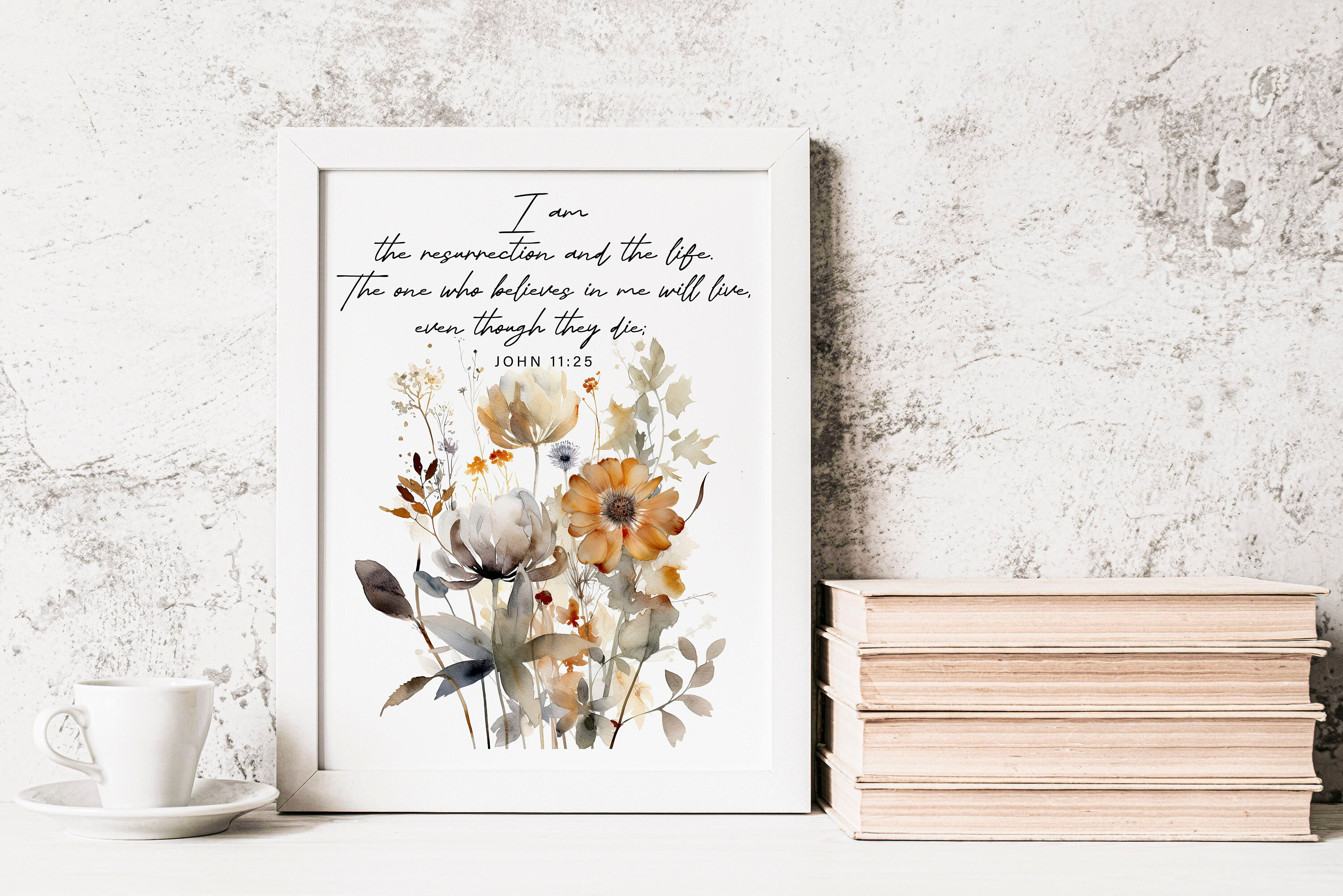 Printable Bible Verse Poster - Resurrection and Life - John 11:25 - Etsy