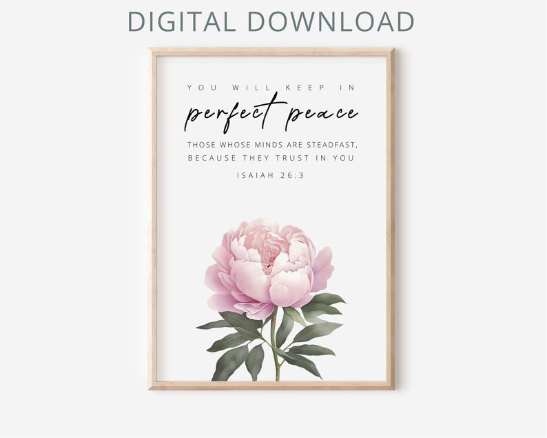 Bible Verse Printable Wall Art Isaiah 26:3, Perfect Peace, Scripture ...