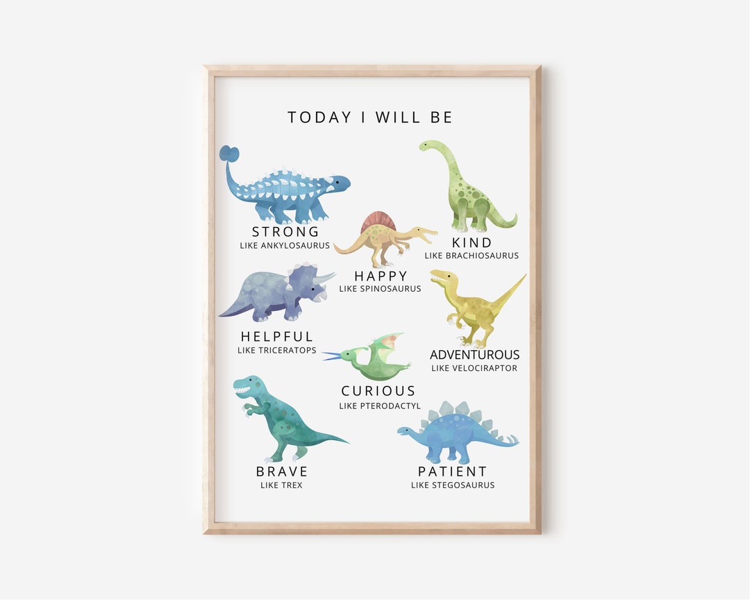 Positive Affirmation Poster for Boys - Dinosaurs Boy's Nursery Poster ...