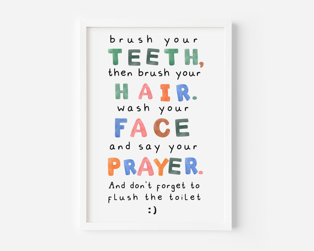 Watercolor Bathroom Poem: A Playful Reminder for Kids and Adults - Etsy