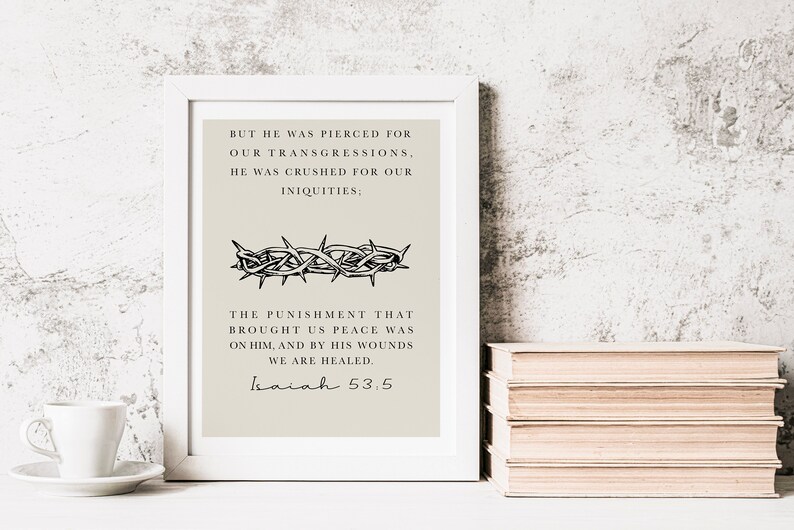 Isaiah 53:5 Crown of Thorns Bible Verse Printable, Religious Easter ...