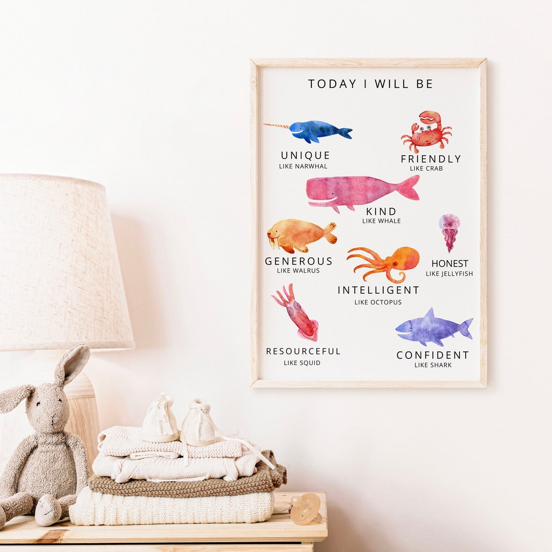 Positive Affirmations for Kids - Sea Life Theme - Digital Print - Etsy