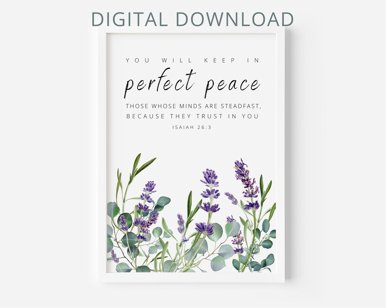 Isaiah 26:3 Printable Bible Verse Wall Art - Christian Scripture Faith ...