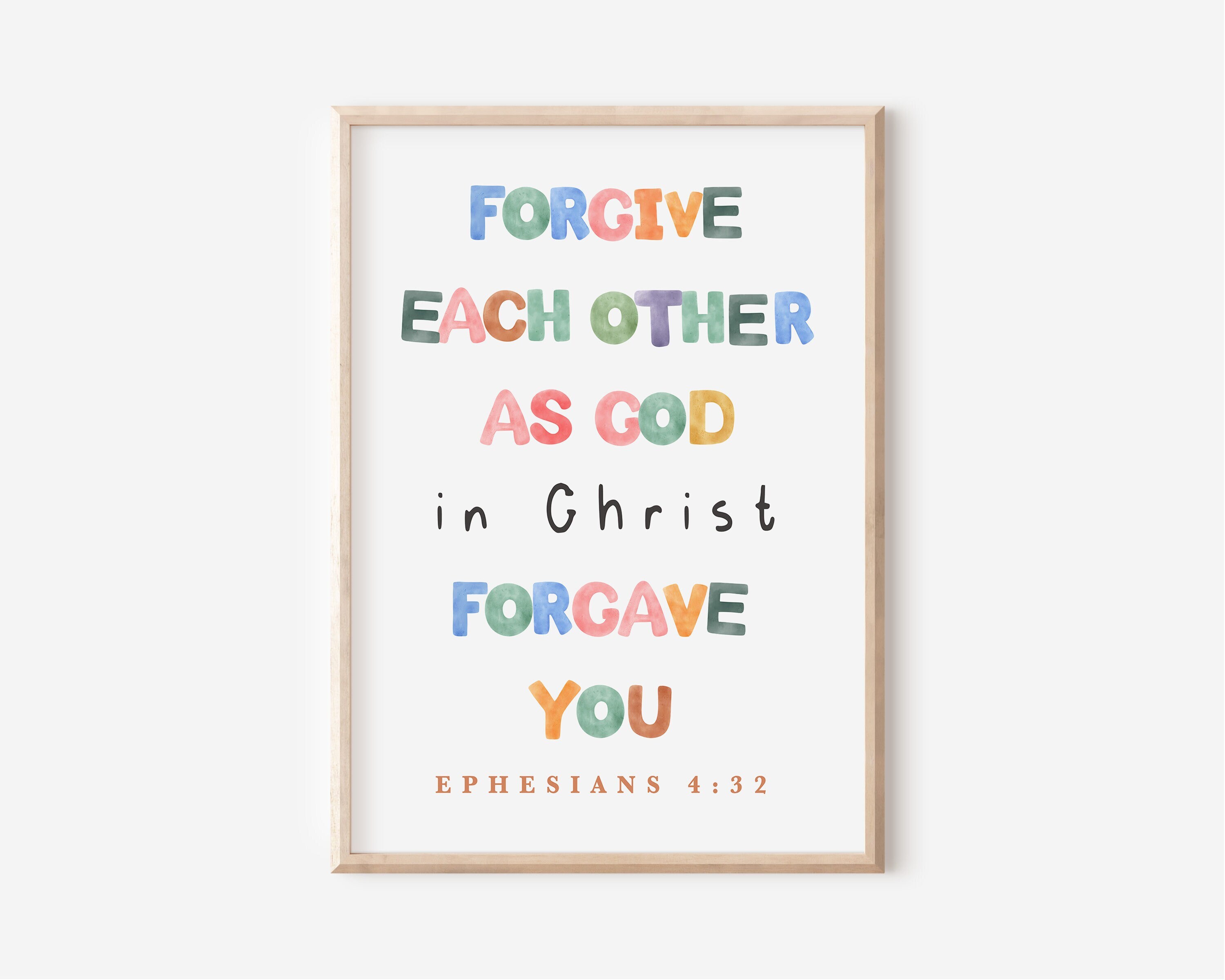 Encouraging Christian Poster for Kids - Forgive One Another - Ephesian ...