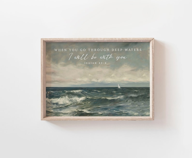 When You Go Through Deep Waters - Bible Verse Wall Art - Isaiah 43:2 ...