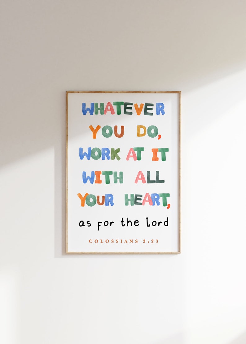 Encouraging Christian Poster for Kids - Whatever You Do, Do It as for ...