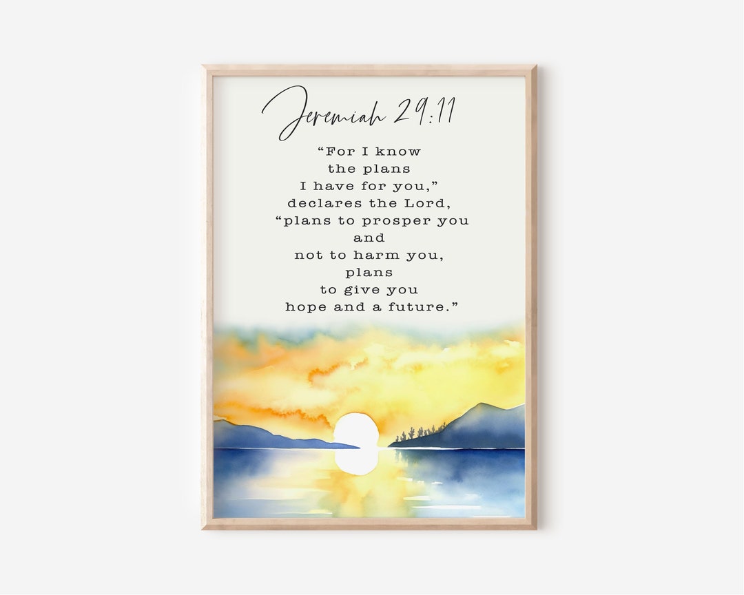 For I Know the Plans - Jeremiah 29:11 - Bible Verse Poster - Etsy