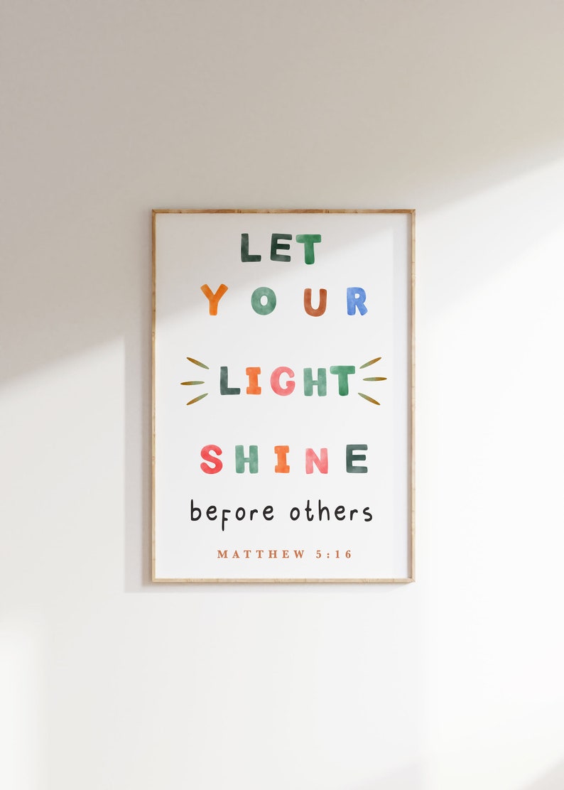 Encouraging Christian Poster for Kids - Let Your Light Shine - Matthew ...