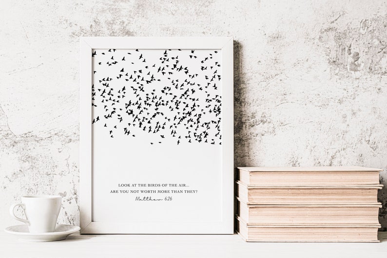 Bible Verse Printable Wall Art Matthew 6:26 Look at the Birds ...