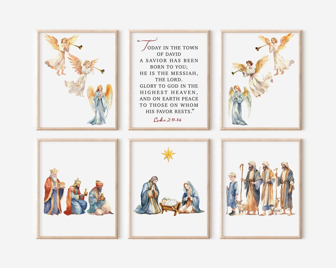 Nativity Scene Gallery Wall Art Set of 6 Printable Posters, Religious ...