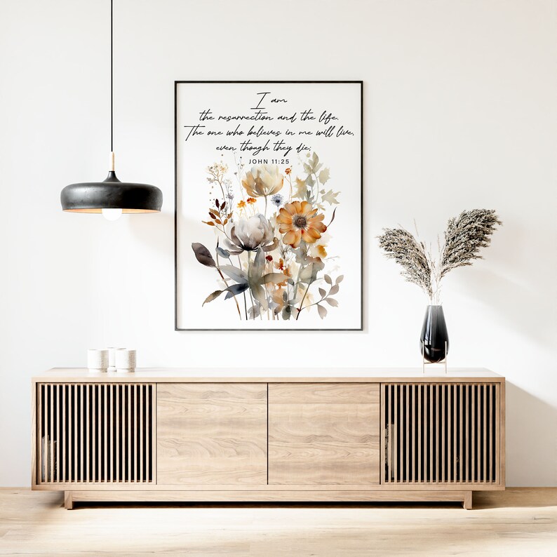 Printable Bible Verse Poster Resurrection And Life John 11 25 Etsy