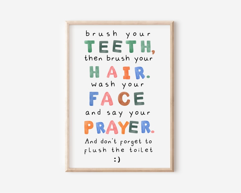 Watercolor Bathroom Poem: A Playful Reminder for Kids and Adults - Etsy