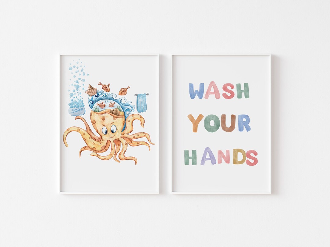 Adorable Octopus Handwashing Posters for Kids Bathroom - Etsy