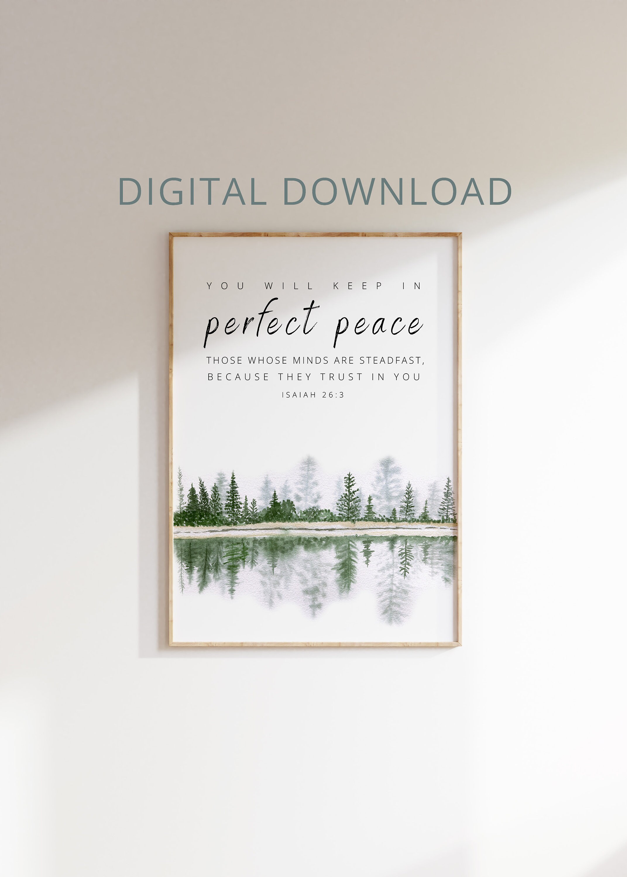 Bible Verse Printable Wall Art Isaiah 26:3, Scripture Christian Faith ...
