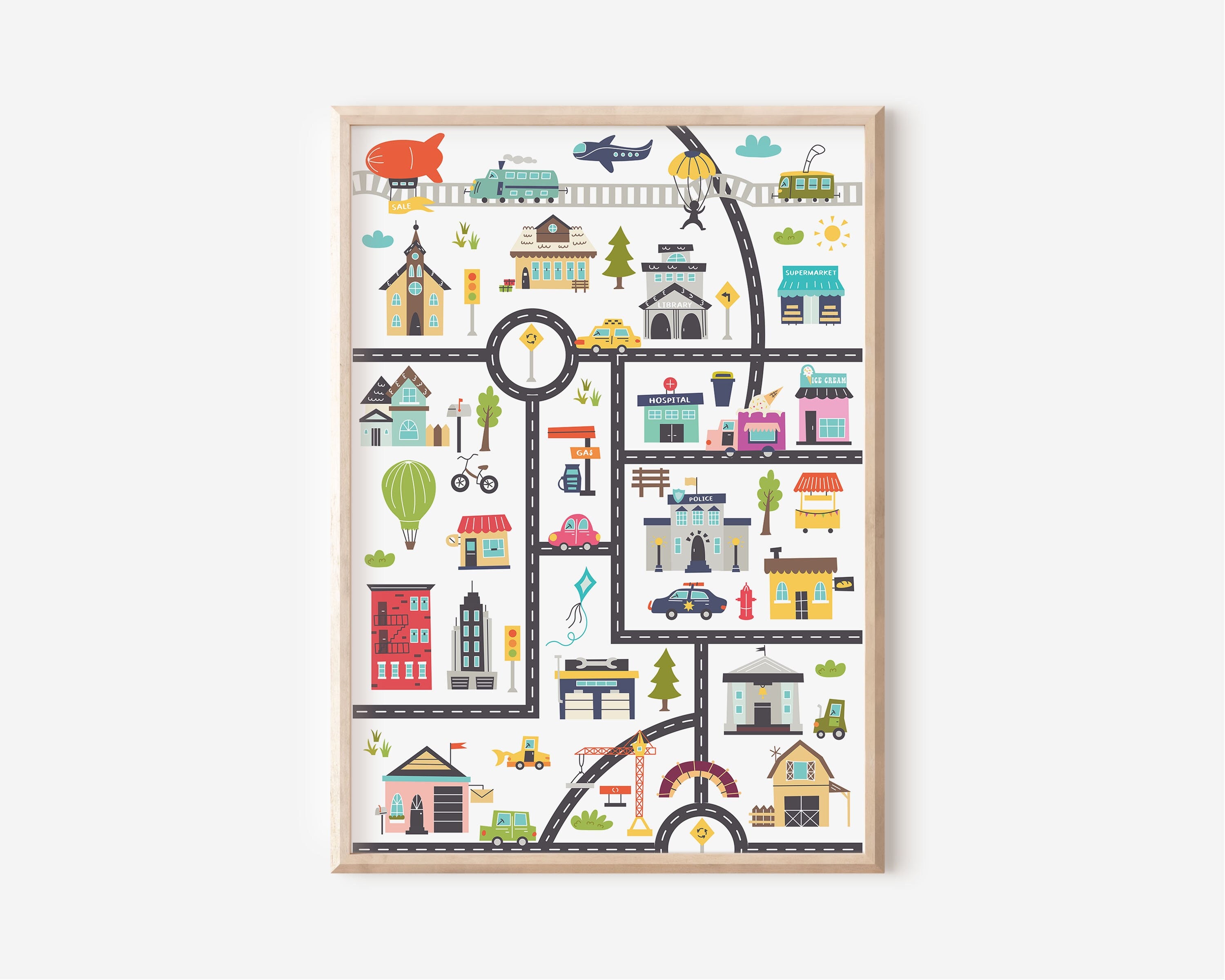 Printable Educational Nursery Poster - A Colorful City Map for Kids - Etsy