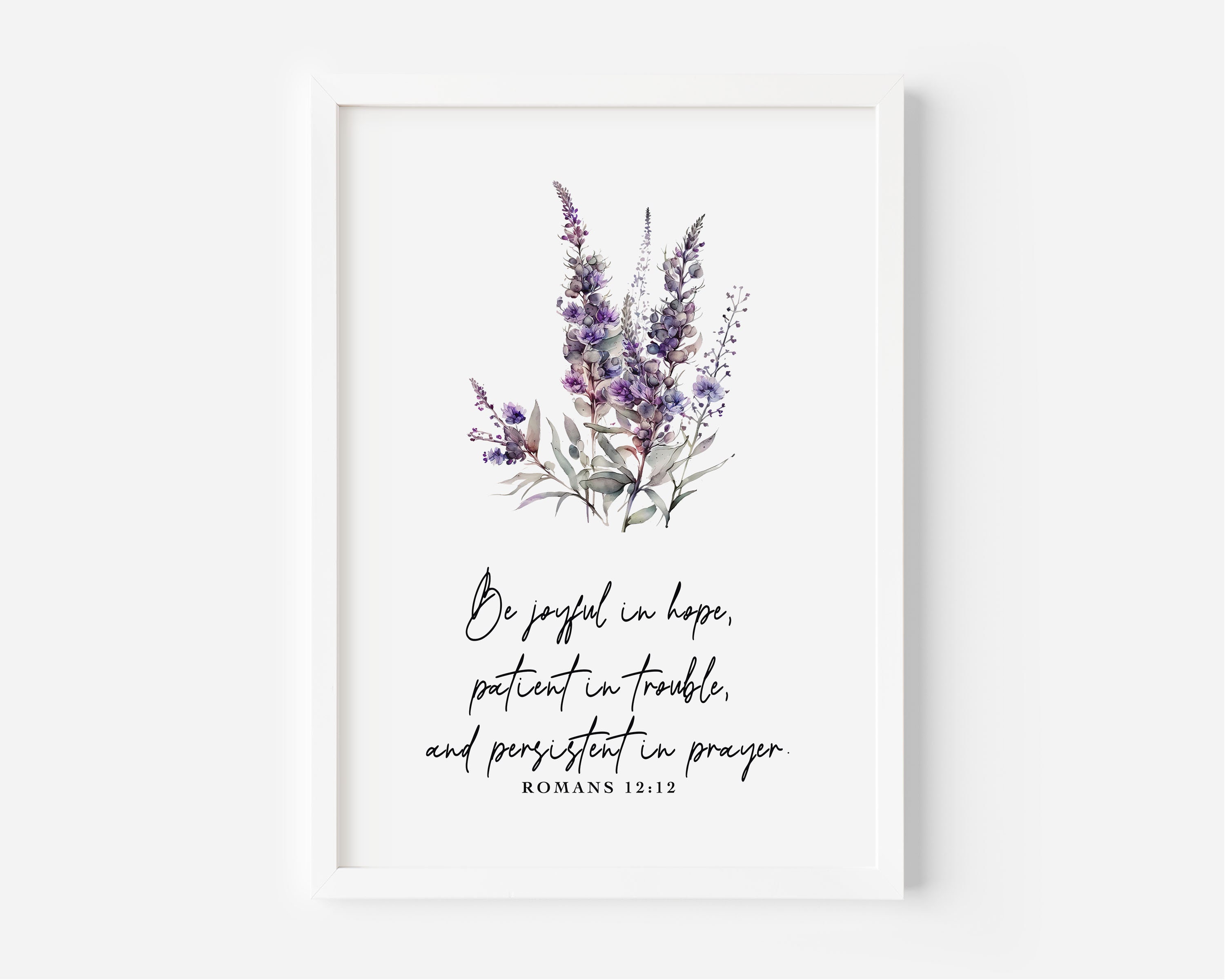 Romans 12 12, Bible Verse Printable Wall Art, Lavender - Etsy