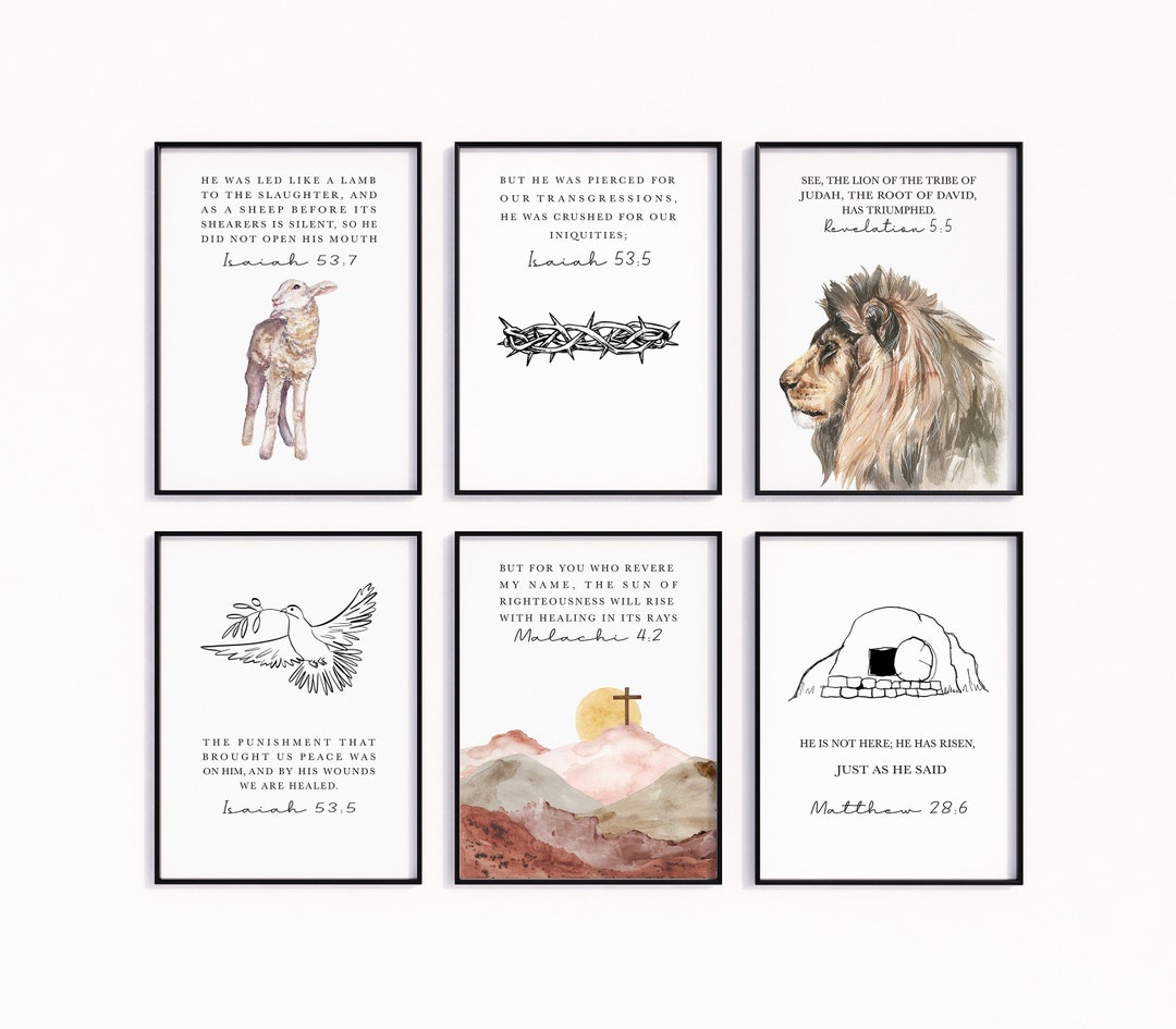 Set of 6 Printable Posters, Religious Easter Story Decoration, Bible ...