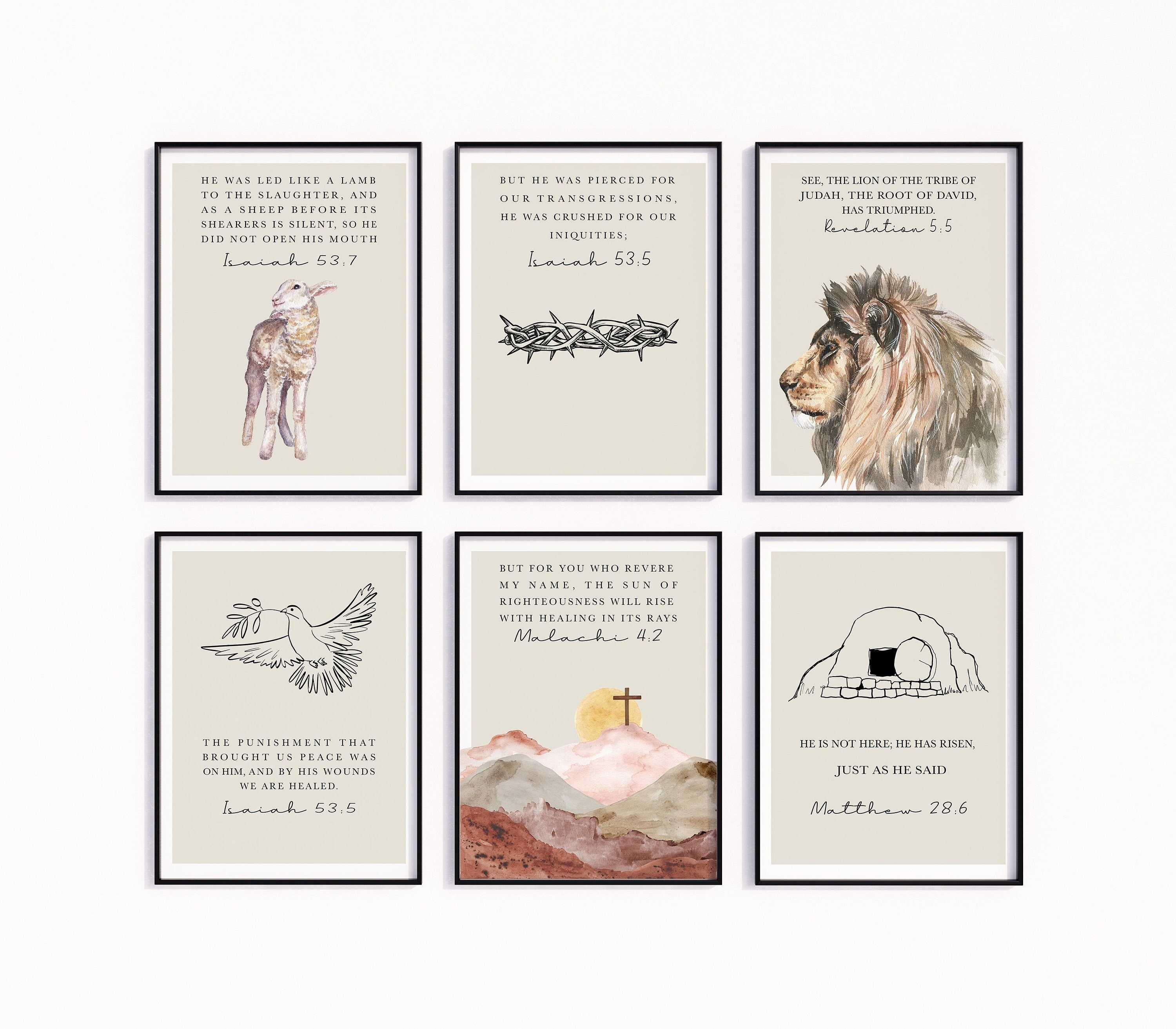 Set of 6 Printable Posters, Religious Easter Story Decoration, Bible ...