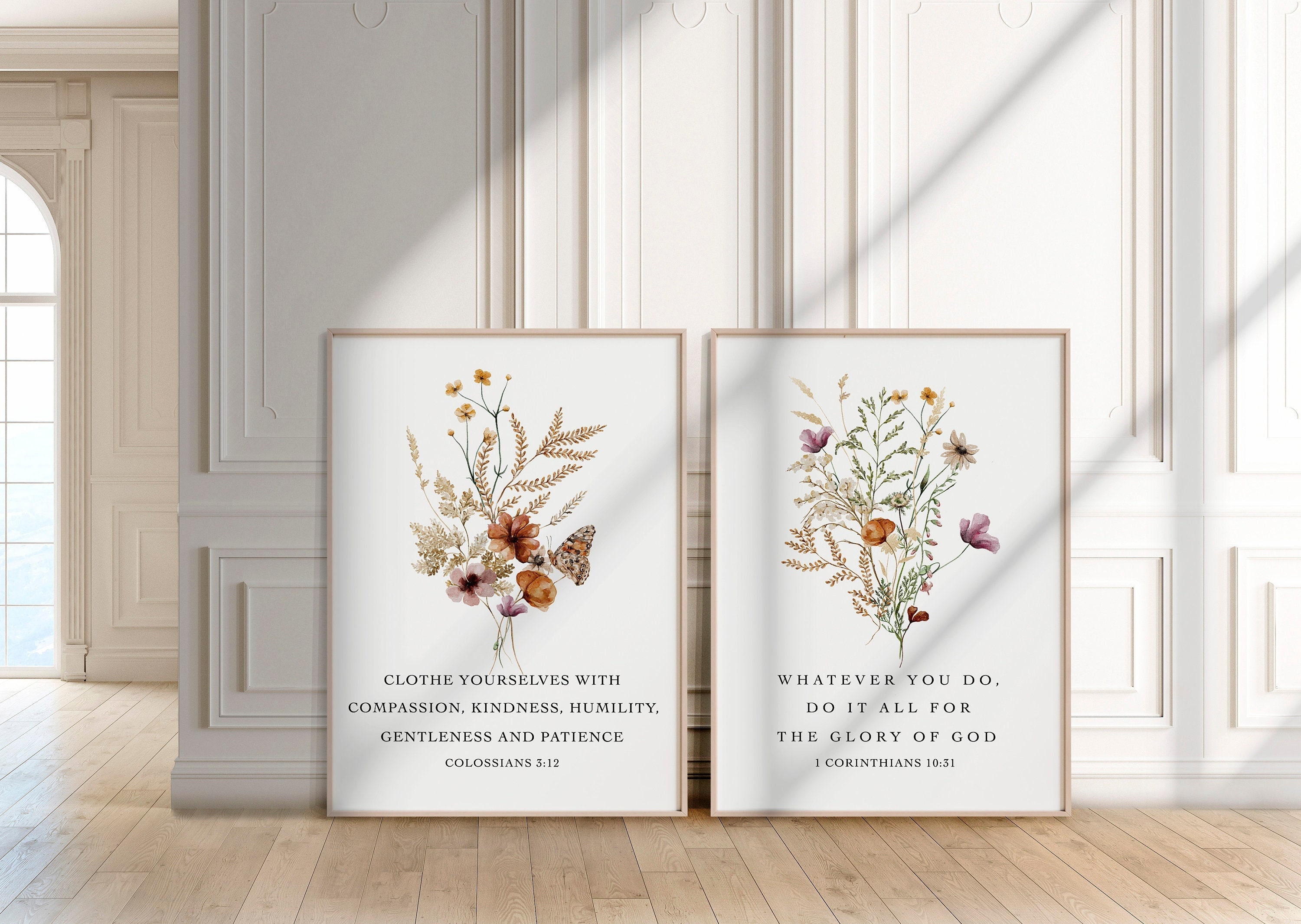 Set of 2 Bible Verse Printable Posters, 1 Corinthians 10:31, Colossians ...