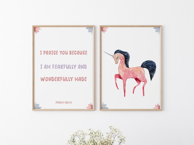 Bible Verse Printable Set of 2 Posters, Psalm 139:14, I Am Fearfully ...