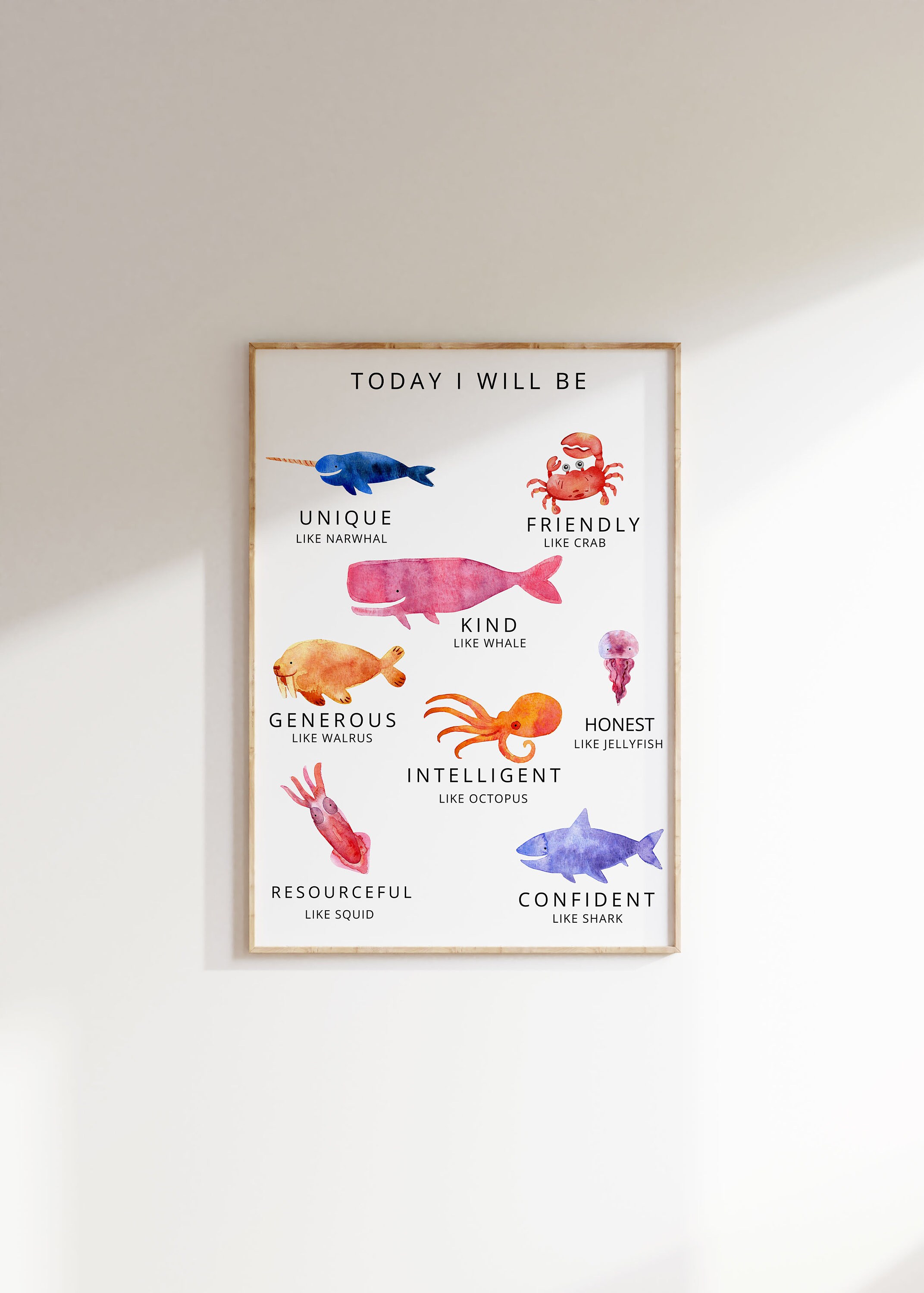 Positive Affirmations for Kids - Sea Life Theme - Digital Print - Etsy
