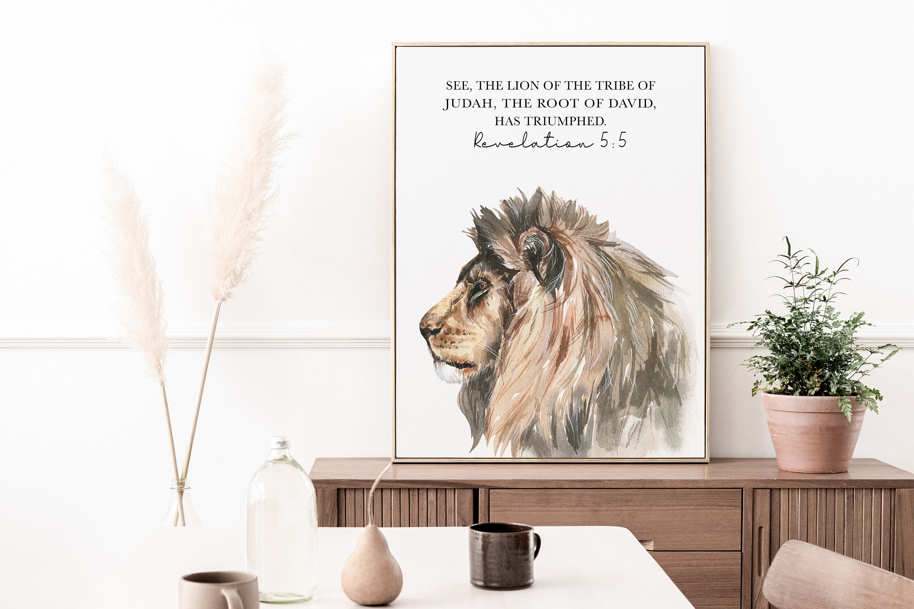 Christian Watercolor Printable Art Revelation 5:5 Lion of Judah ...