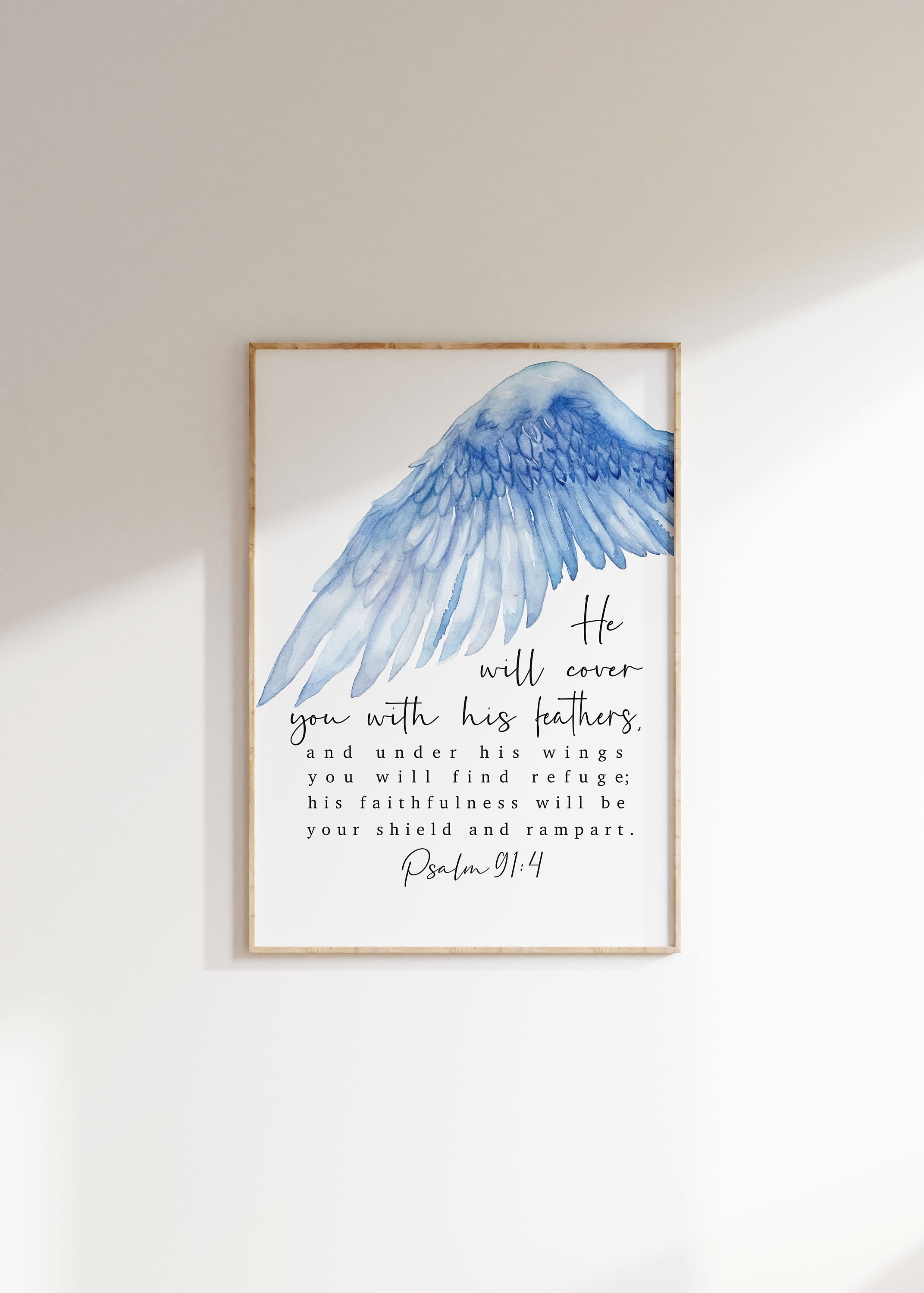 Psalm 91 He Shall Cover You With His Feathers - Modern Minimalist Print ...