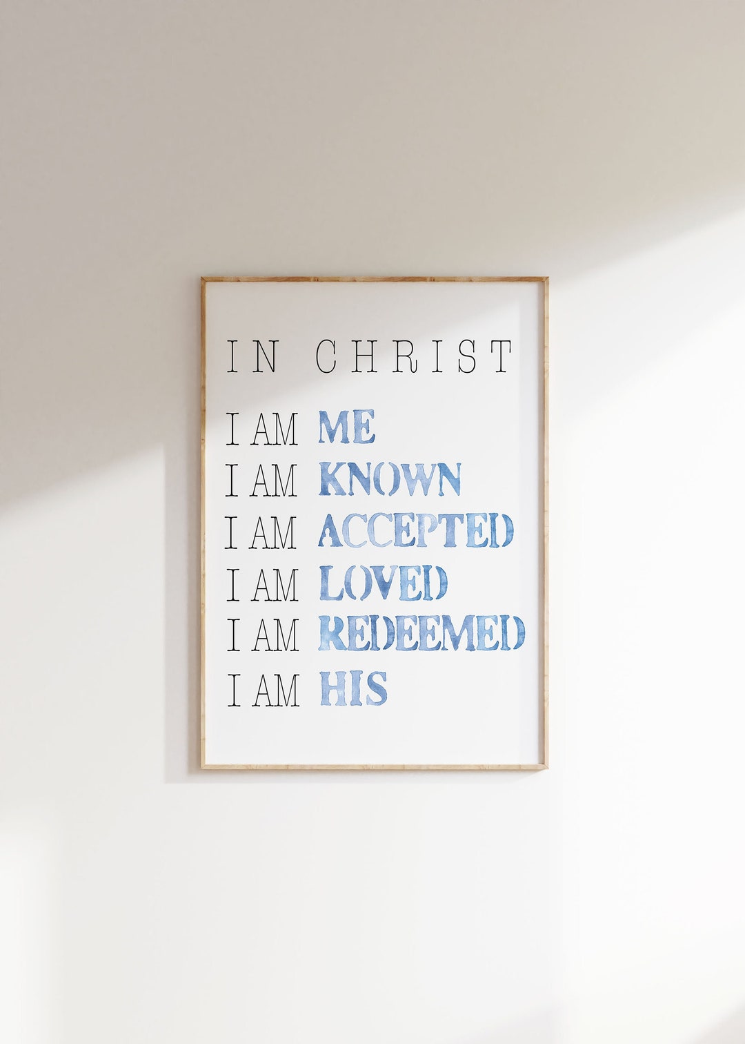 Biblical Affirmations for Boys - Navy Blue Watercolor Digital Poster ...