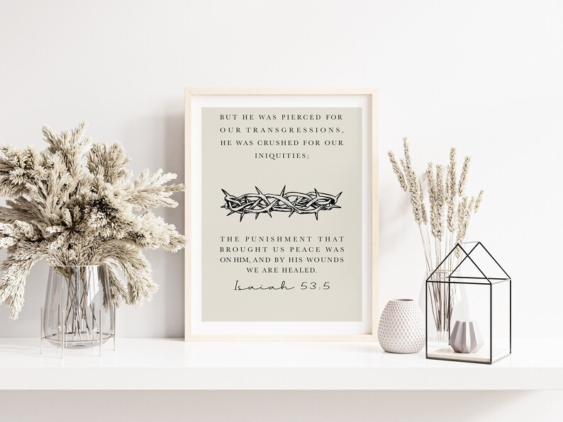 Isaiah 53:5 Crown of Thorns Bible Verse Printable, Religious Easter ...