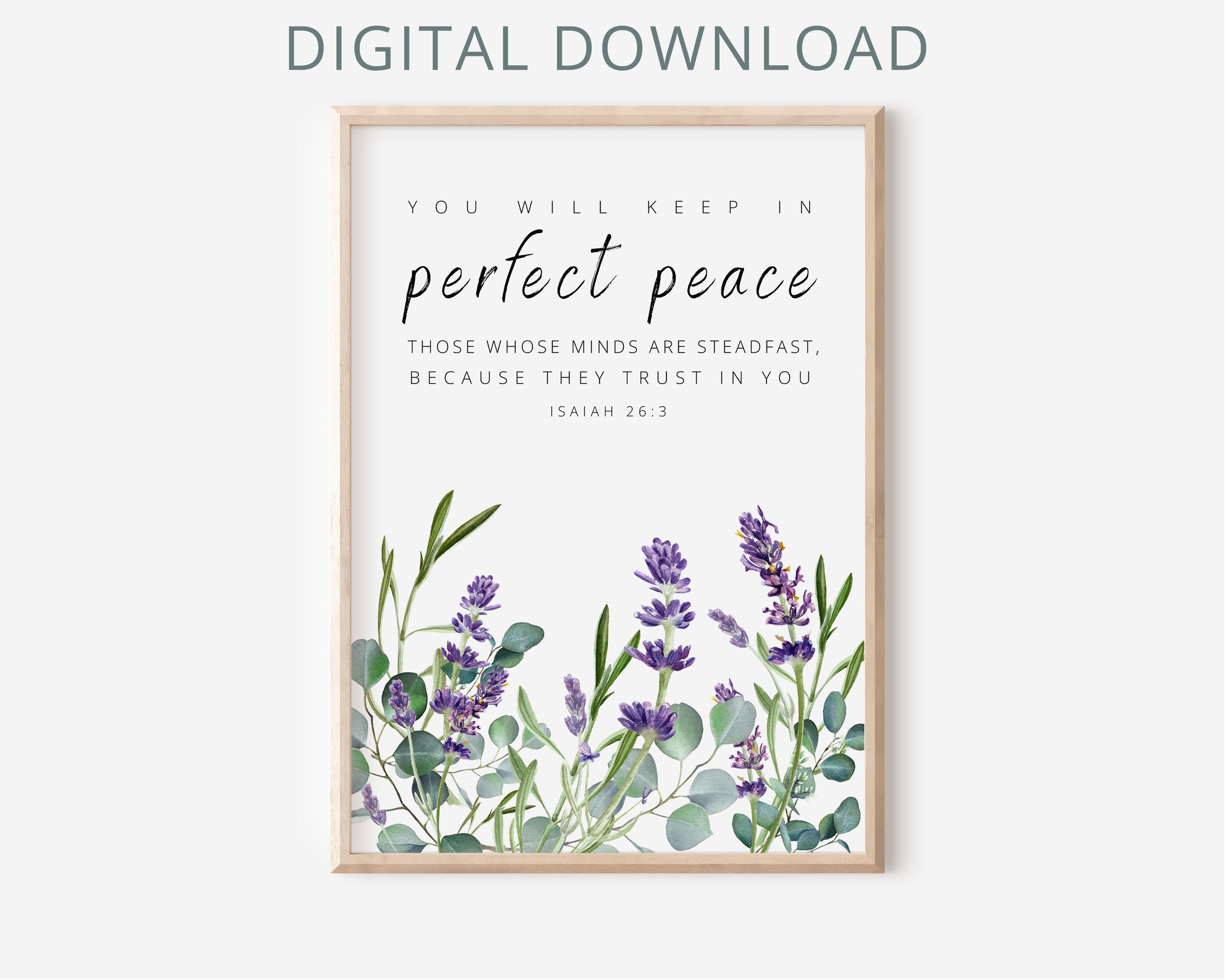 Isaiah 26:3 Printable Bible Verse Wall Art - Christian Scripture Faith ...