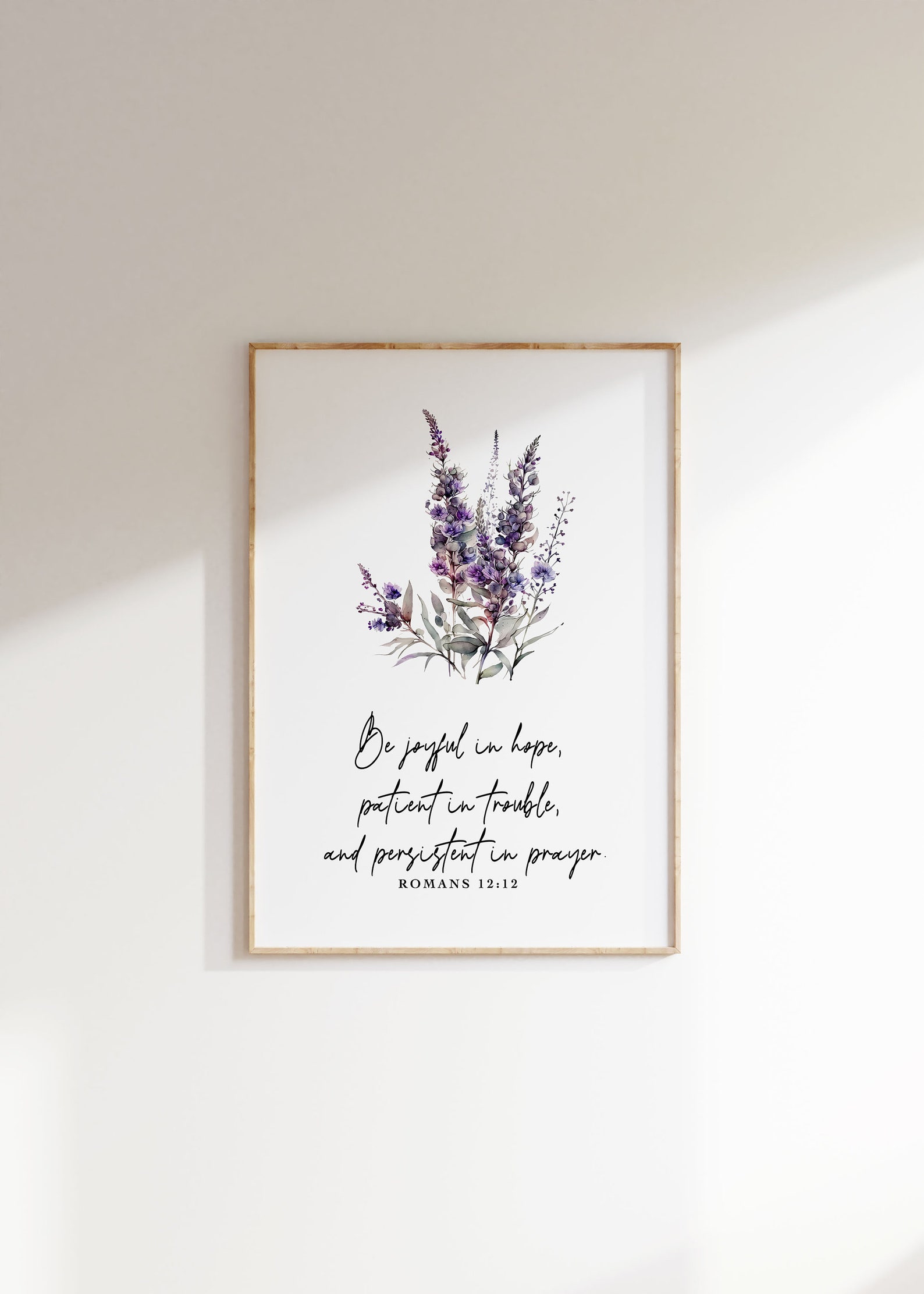 Romans 12 12, Bible Verse Printable Wall Art, Lavender - Etsy
