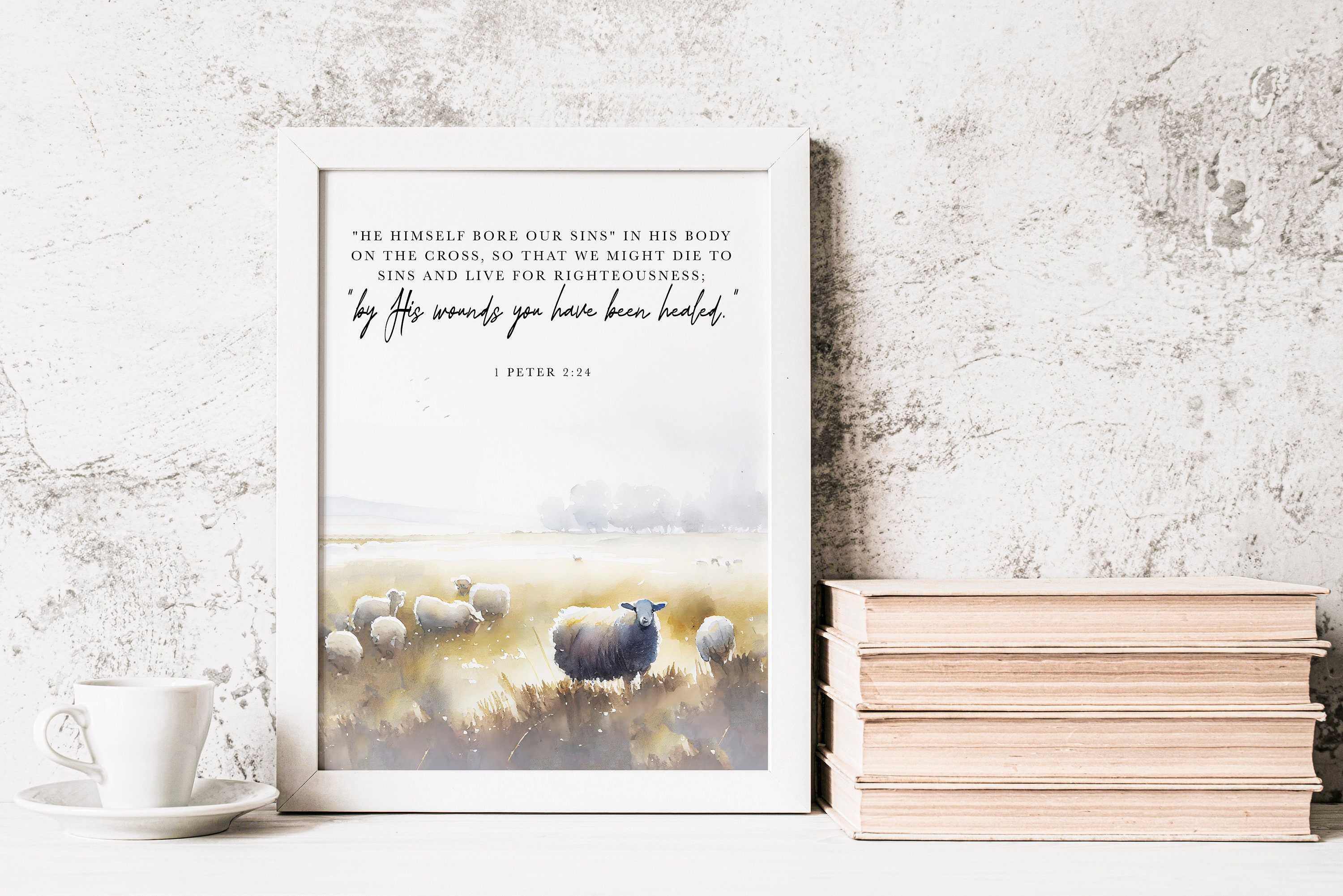 Bible Verse Printable Wall Art Religious Easter, 1 Peter 2:24 by His ...